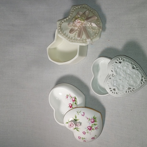 Heart Shape Trinket Boxes | Other | Vintage Heart Trinket Boxes Set Of ...